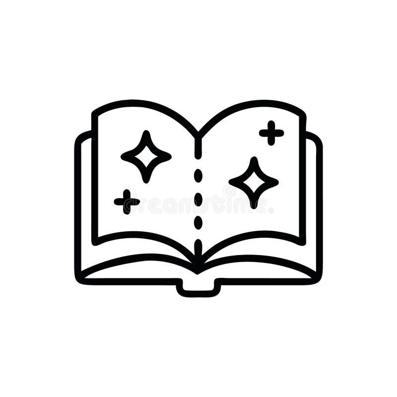 Magical Spellbook Arcane Knowledge Line Art Stock Vector - Illustration ...