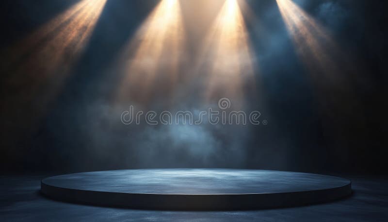 Empty Scene with Blue Purple Neon Stage Spotlight, Empty Night Scene ...