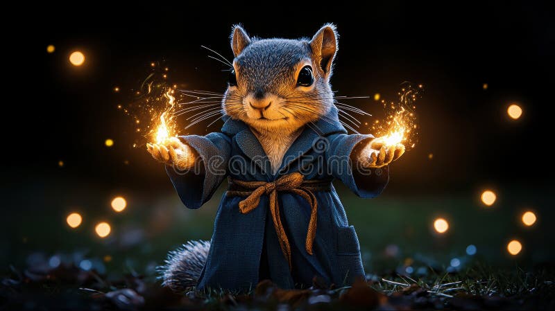 The Magical Squirrel stock illustration. Illustration of dark - 335738929