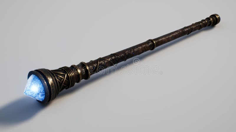 A Magical Staff with a Glowing Blue Crystal. Stock Illustration ...
