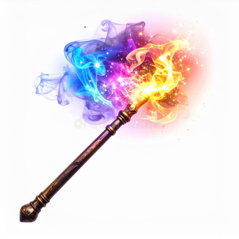 Magical Staff with Glowing Fire and Smoke Stock Illustration ...
