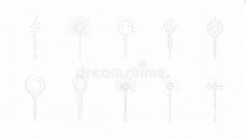Magical Staffs and Wands Fantasy Pattern Stock Illustration ...