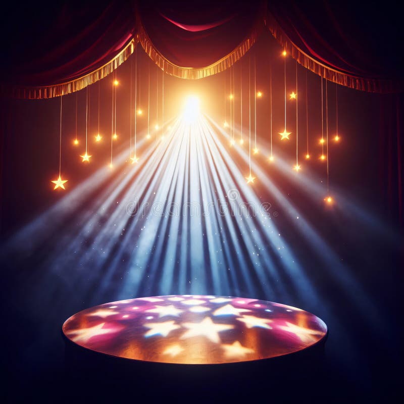 Magical Stage Illuminated by Starry Lights, AI Generated Stock Image ...