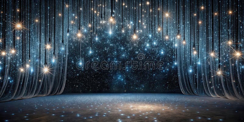 A Magical Stage Setting with Sparkling Curtains and Celestial Lights ...