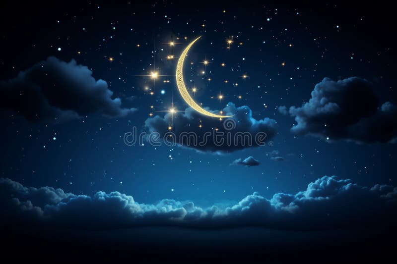 Magical Starry Sky Card Design Featuring Bright Stars and a Moon with ...