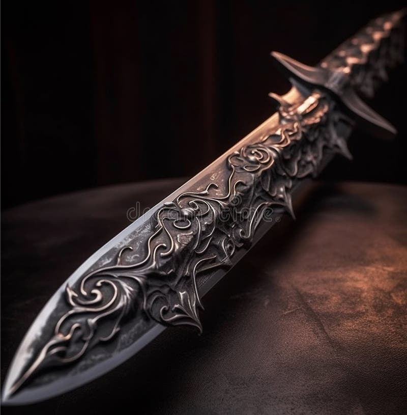 Magical Sword on Leather. Generative AI Stock Illustration ...
