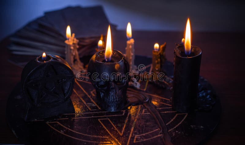 Magical Stuff, Esoteric Concept, Candles on Altar Stock Image - Image ...