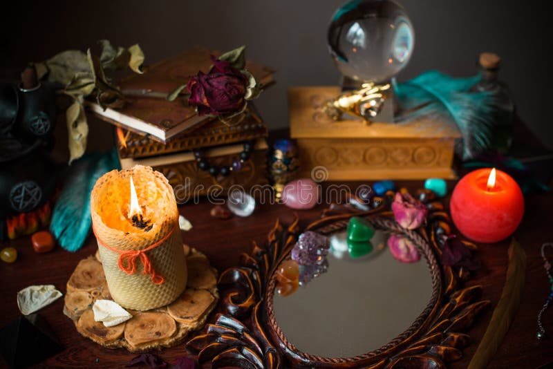 Magical Stuff on a Table, Esoteric Concept Stock Photo - Image of ...