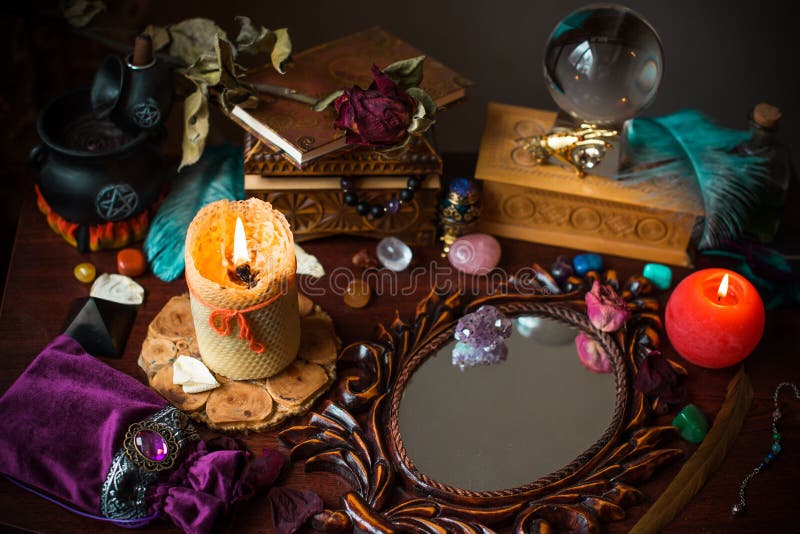 Magical Stuff on a Table, Esoteric Concept Stock Image - Image of ...