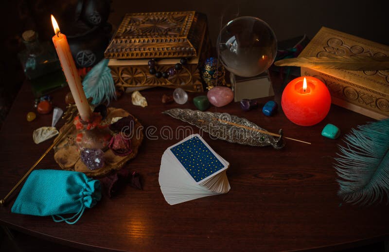 Magical Stuff on a Table, Esoteric Concept Stock Image - Image of fate ...