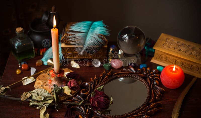 Magical Stuff on a Table, Esoteric Concept Stock Photo - Image of ...