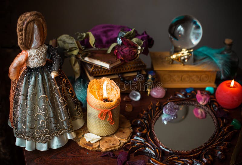 Magical Stuff on a Table, Esoteric Concept Stock Photo - Image of ...