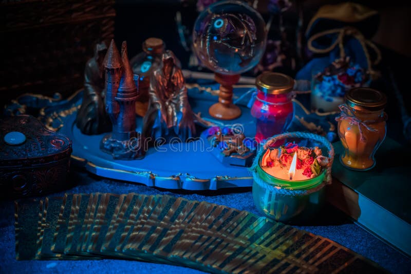 Magical Stuff on a Table. Esoteric Concept Stock Photo - Image of ...