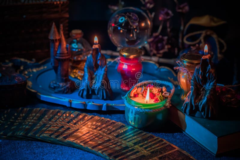 Magical Stuff on a Table. Esoteric Concept Stock Image - Image of stuff ...
