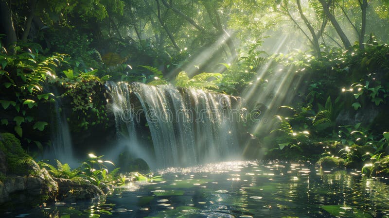 Magical Sun Rays Cascade through the Canopy, Highlighting a Gentle ...