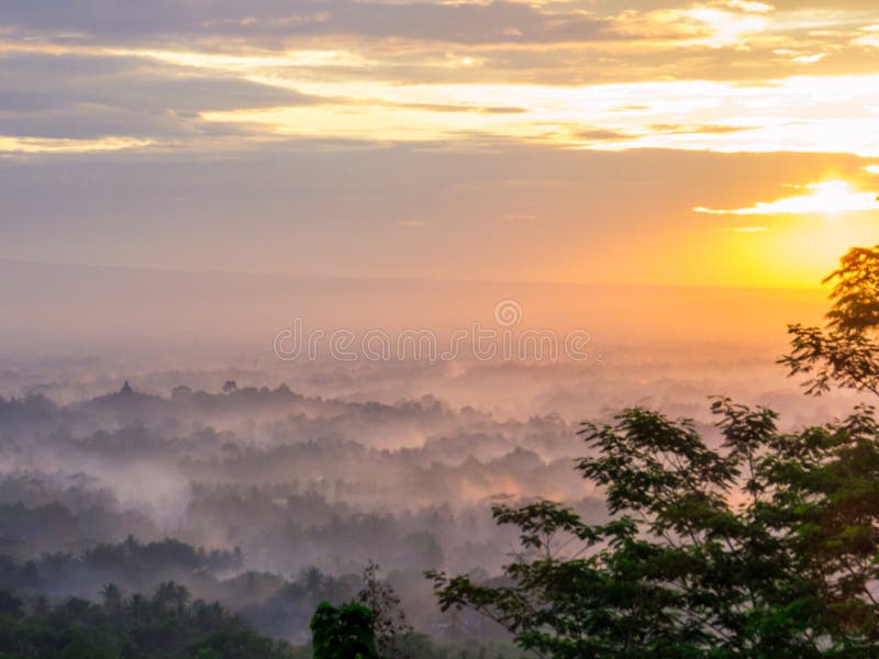 Sunrise in Borobudur, Indonesia Stock Image - Image of destination ...