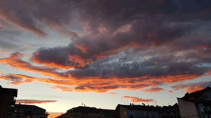Magical Sunset Grey and Orange Stock Photo - Image of sunset, cloud ...