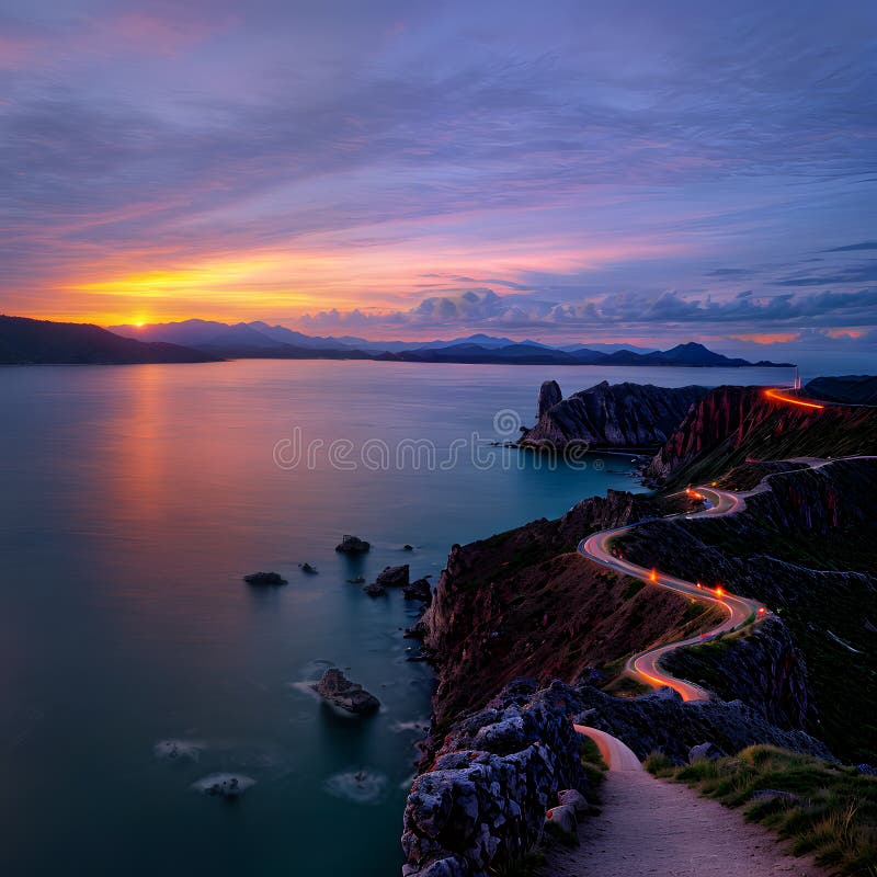 Magical Sunset Landscape with Beautiful Sky Stock Photo - Image of ...