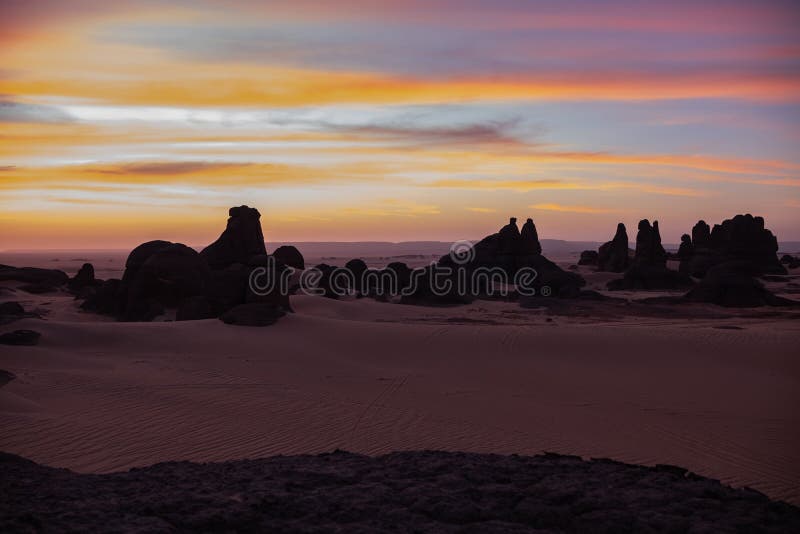 Magical Sunset Over the Cliffs in the Deserted Area Stock Image - Image ...