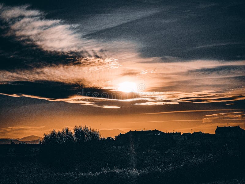 Magical sunset scenery stock photo. Image of afterglow - 221022026