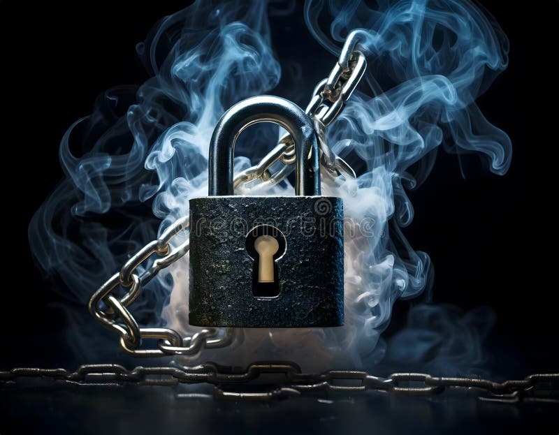 Dissolving Lock and Chain stock illustration. Illustration of strength ...