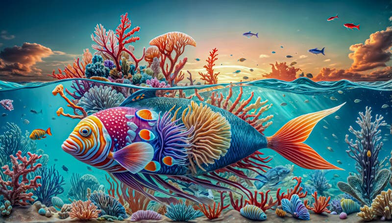 A Magical Tale of Tropical Fish Close-up Stock Image - Image of miracle ...