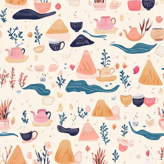 A Magical Tea Party Pattern Featuring Tiny Talking Teacups, Sugar Cube ...