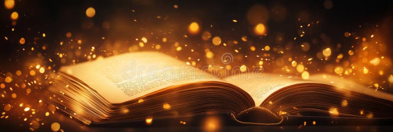 A Magical Tome Pages Flutter in the Light Enchanting Open Book Magical ...