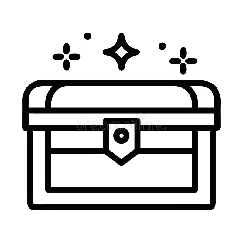 Magical Treasure Chest Outline Icon Design Stock Vector - Illustration ...