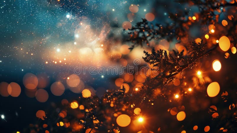 A Magical Tree Illuminated with Sparkling Lights Stock Image - Image of ...