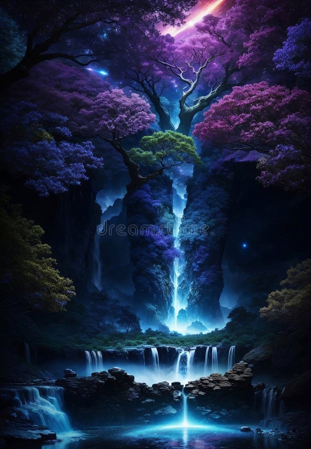 A Magical Tree of Life in Outer Space, Generative AI Illustration Stock ...