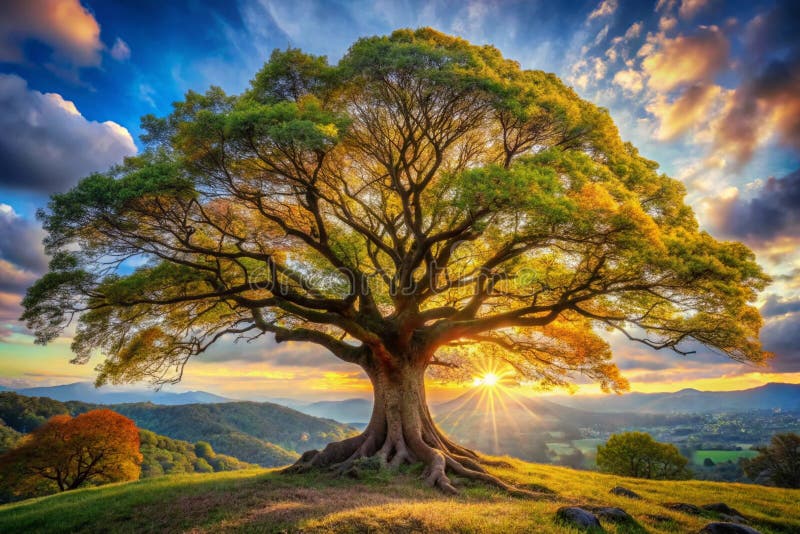 Magical Tree of Nature stock illustration. Illustration of tree - 360009310