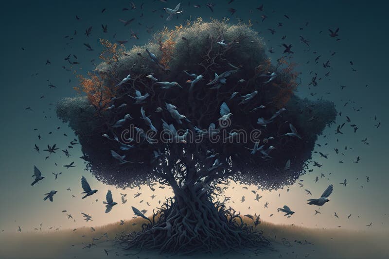 Magical Tree, with the Moonlight Shining through Its Branches ...