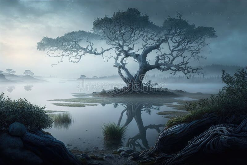 Magical Tree, with the Moonlight Shining through Its Branches ...