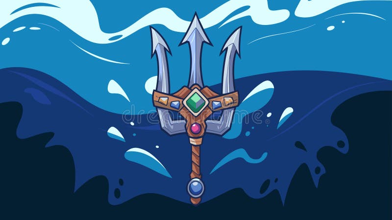 Magical Trident Emerging from Ocean Waves Stock Vector - Illustration ...