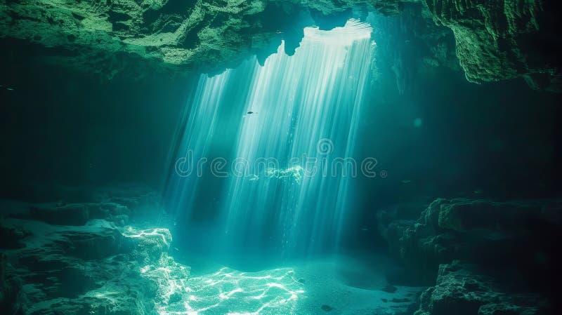 A Magical Underwater Cave Illuminated Generated by AI Stock ...