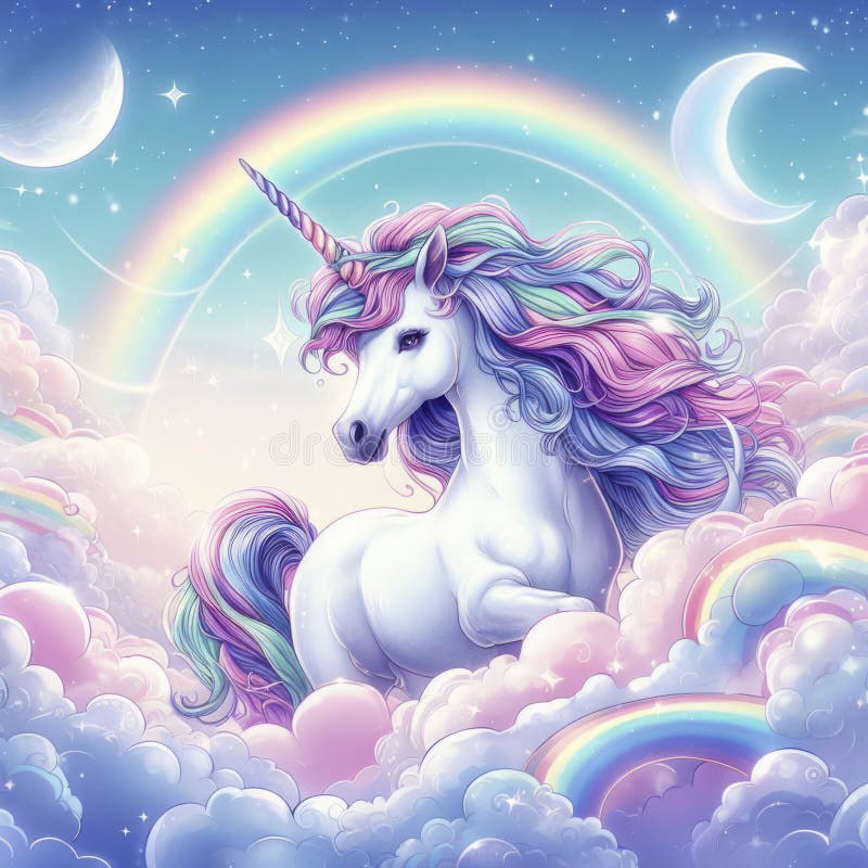 A Magical Unicorn in a Gorgeous Sky Filled with Fluffy Clouds and ...