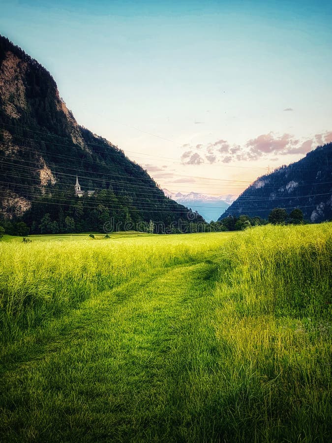Magical Valley, Mountain Village Landscape Stock Photo - Image of light ...