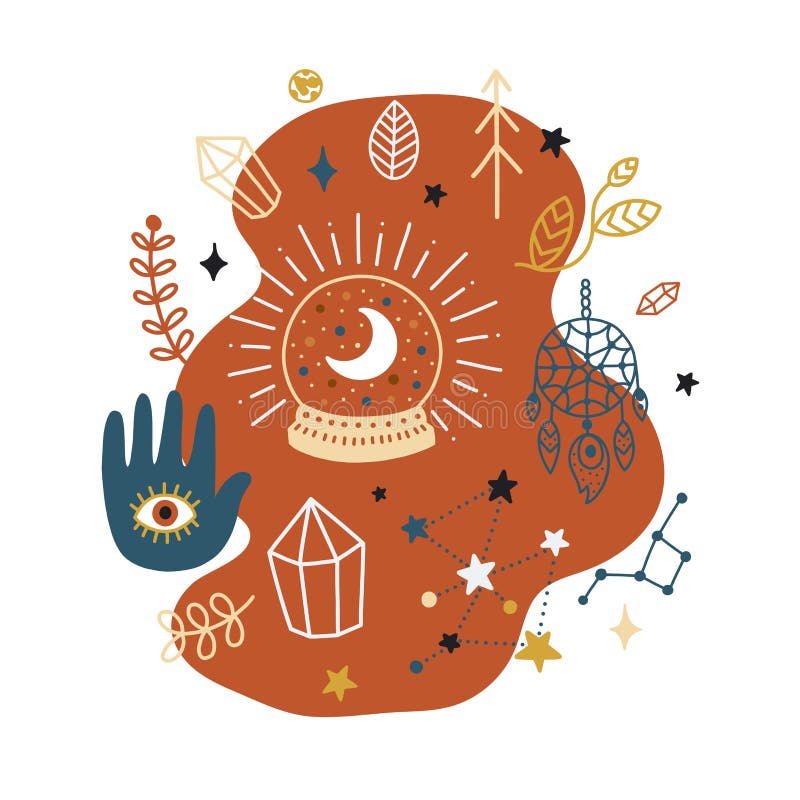 Magical Vector Background with Decorative Elements Stock Vector ...