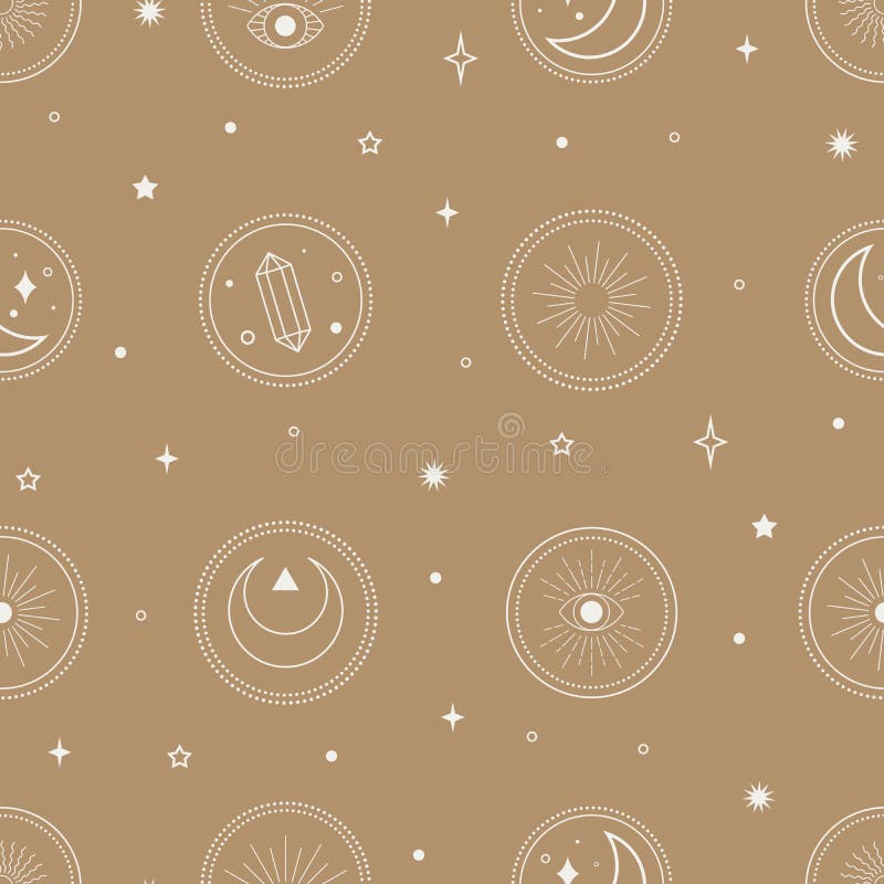 Magical Vector Pattern Design with Constellations, Sun, Moon, Stars ...