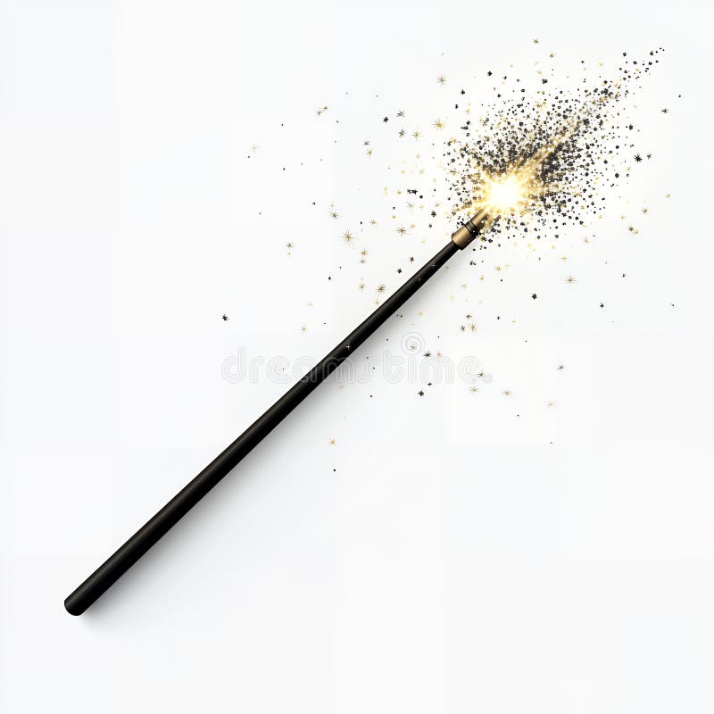 Magical Wand with Gold Glitter Sparkle and Shine Isolated on White ...