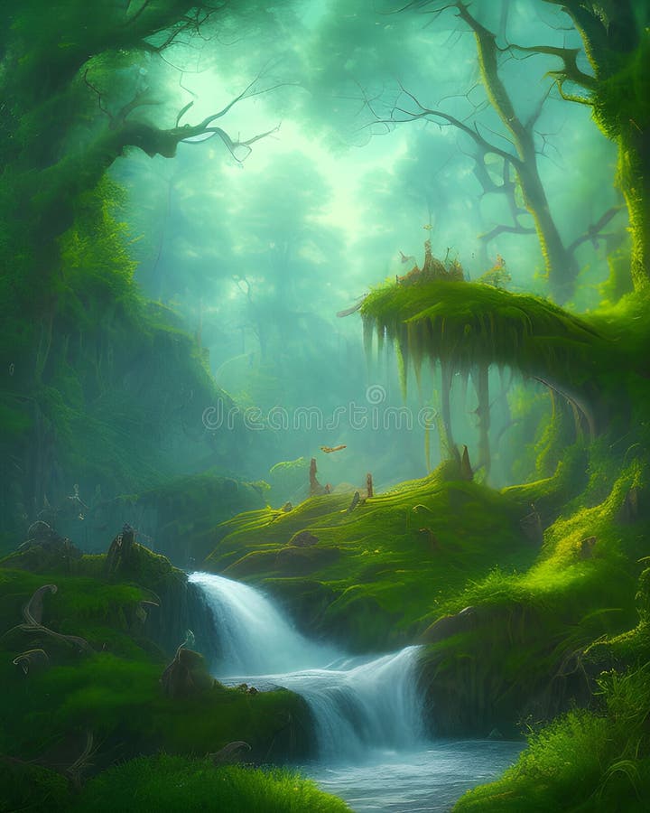 Magical Waterfall in the Fantasy World, Natural Rock Formations, Nature ...