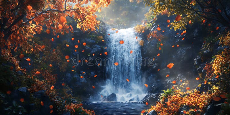 Magical Waterfall Stunning Nature Photography Stock Illustration ...