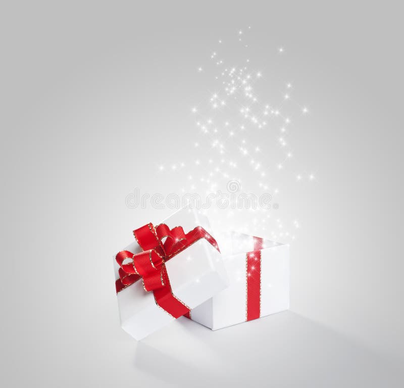 Magical white gift stock photo. Image of stars, light - 27232272