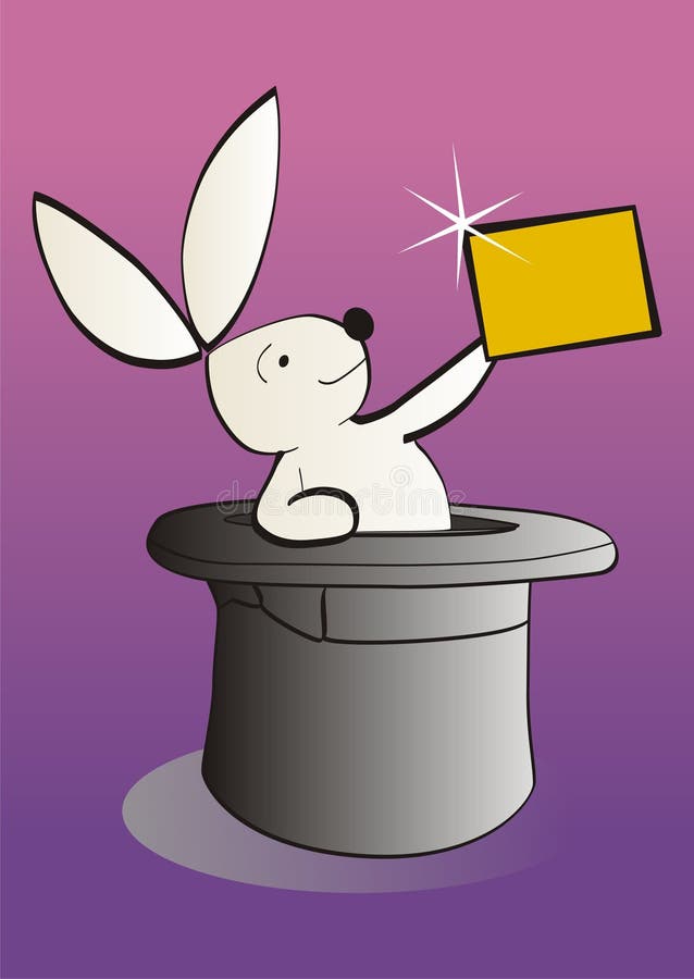 Magical White Rabbit Showing an Empty Banner Stock Illustration ...