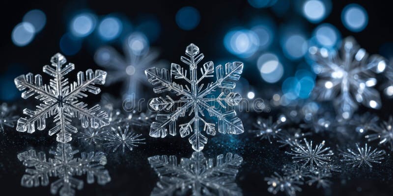 Magical White Snowflakes Over Glitter Dark Background Stock Image ...