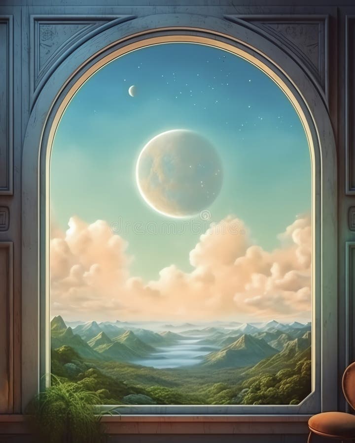 A Magical Window with Beautiful Landscape View Ai Generated Stock ...