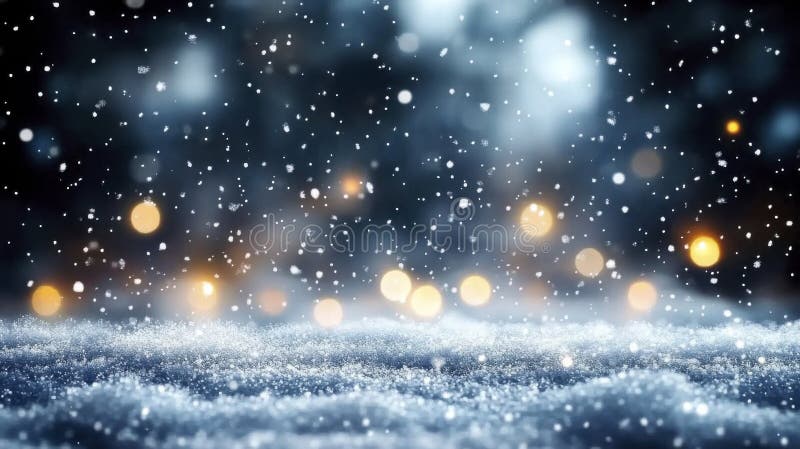 Magical Winter Background with Falling Snow, Twinkling Lights and ...