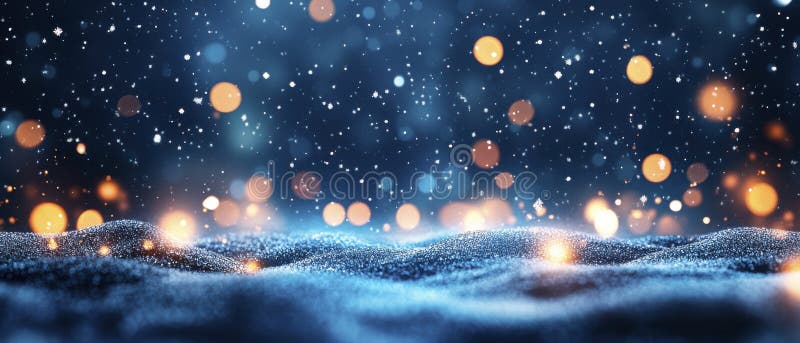 Magical Winter Background with Falling Snow, Twinkling Lights and ...