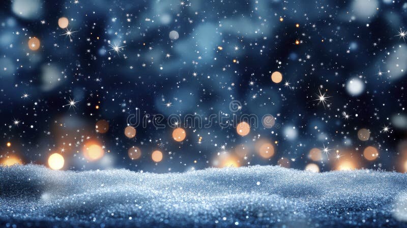 Magical Winter Background with Falling Snow, Twinkling Lights and ...